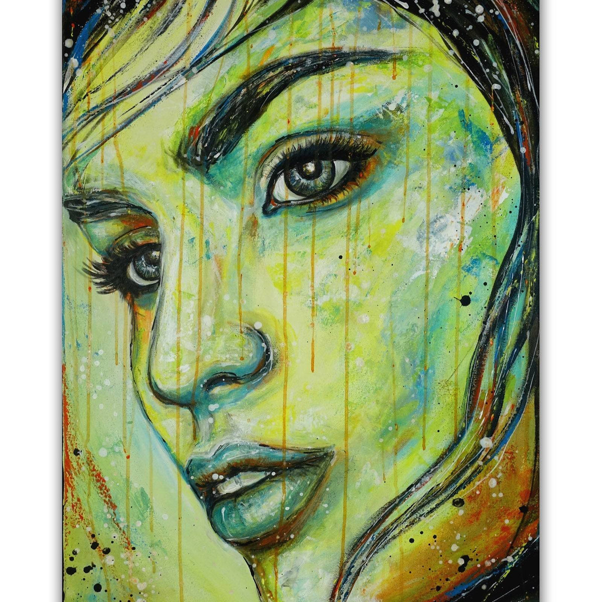 Moderne Porträt Malerei, Acrylbild Frauen Gesicht bunt