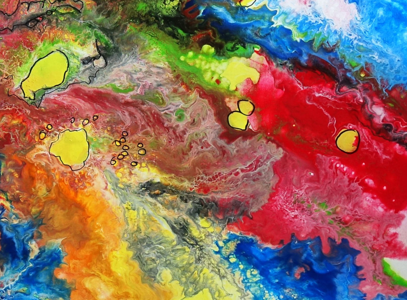 Abstrakte Kunst bunt - Fluid Art Pouring Gemälde Original