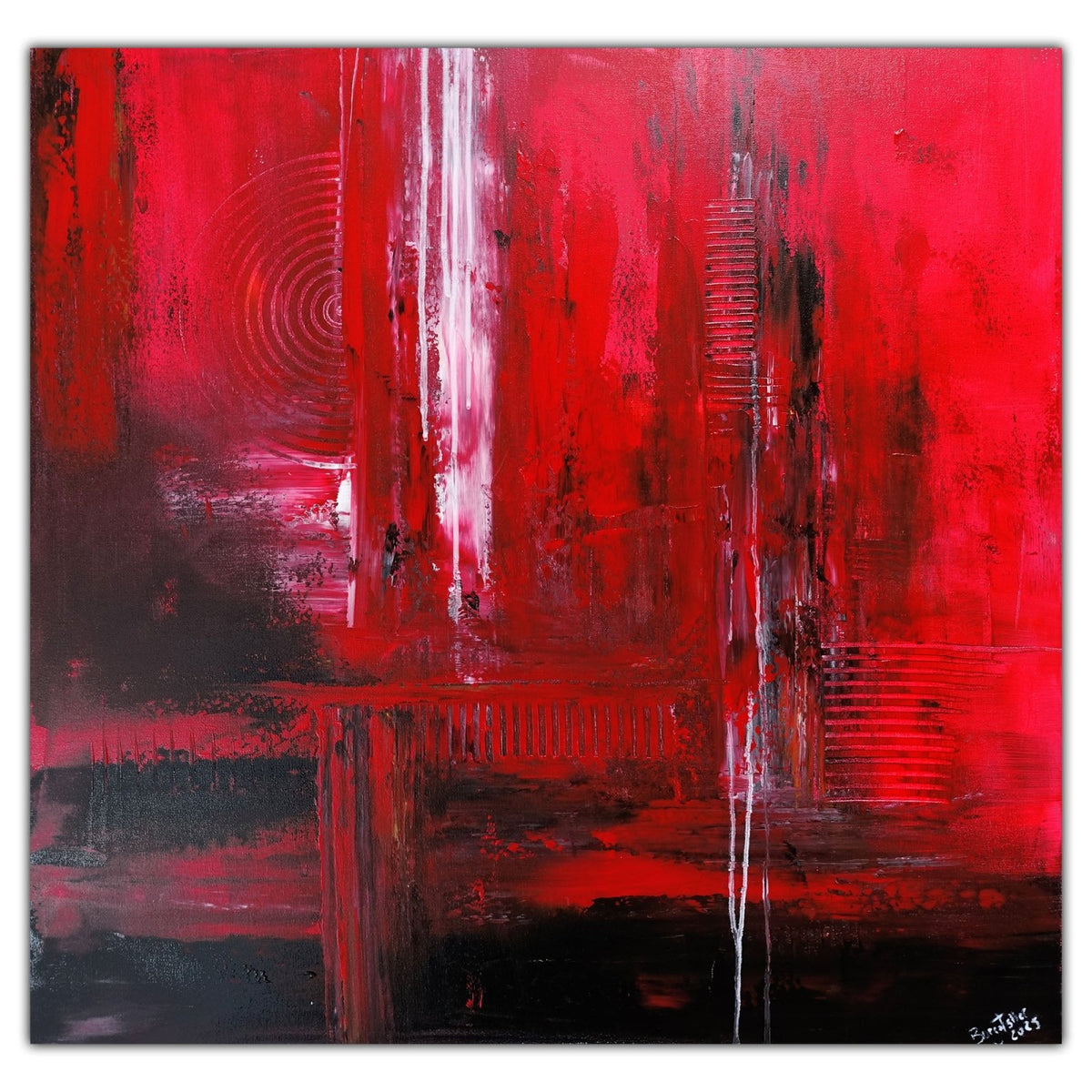 Rotes abstraktes Bild Leinwandbild, Originalgemälde Unikat