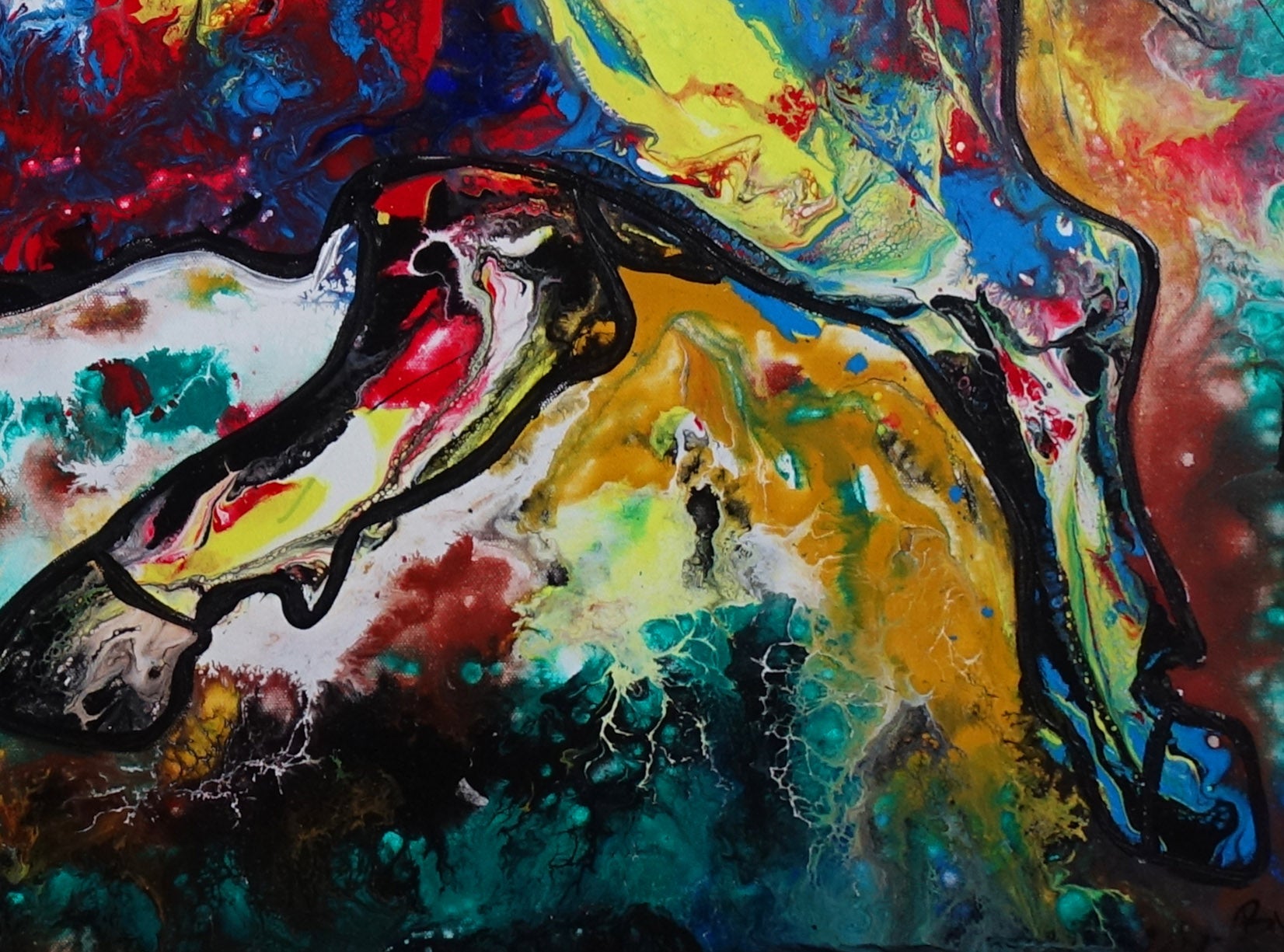 Stier Bild gemalt, moderne Stier Malerei, Leinwandbild abstrakt