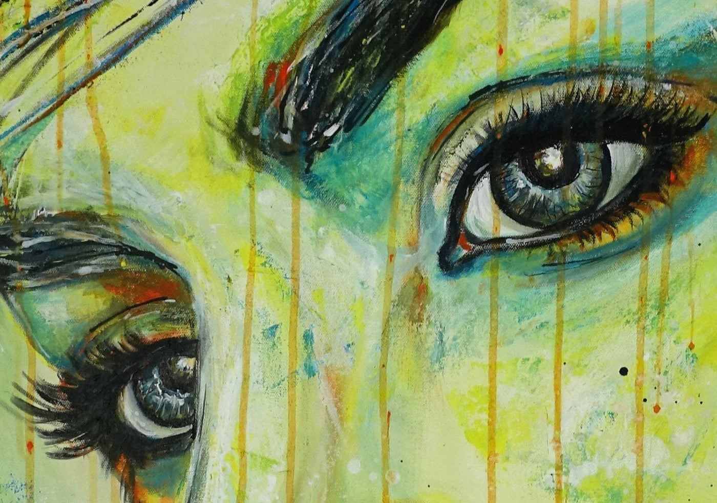 Moderne Porträt Malerei, Acrylbild Frauen Gesicht bunt