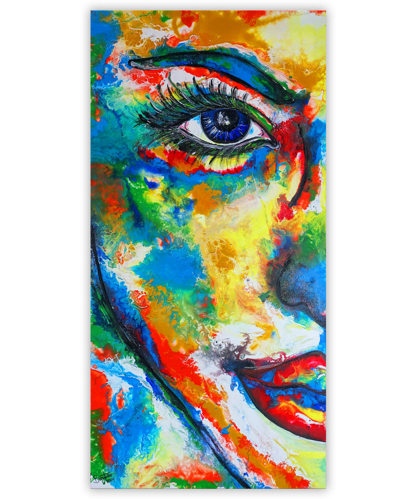 Abstrakte Gesichter Acryl Gemälde, Moderne Porträt Malerei