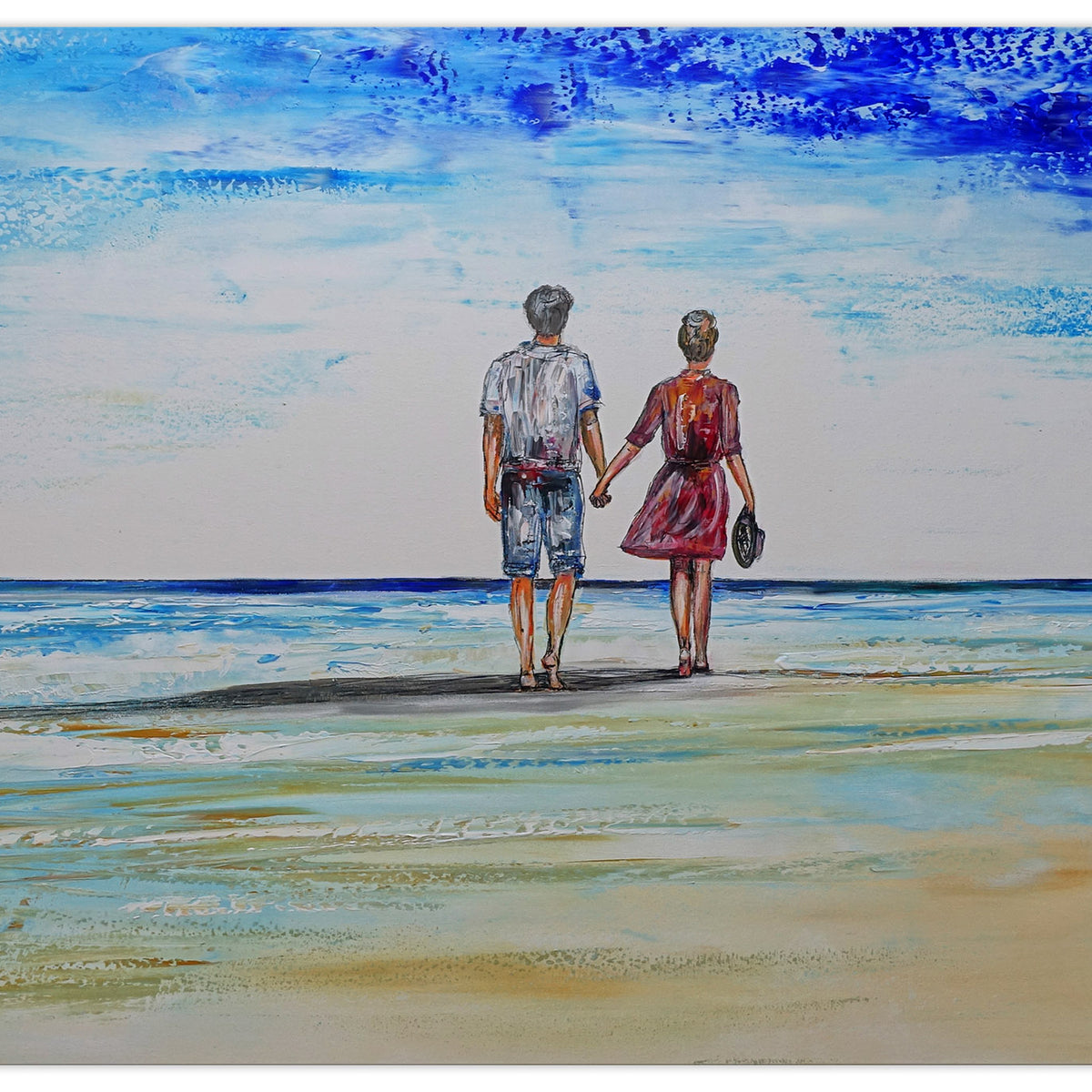 Mann Frau Strand Bild Meerbild Wandbild handgemalt