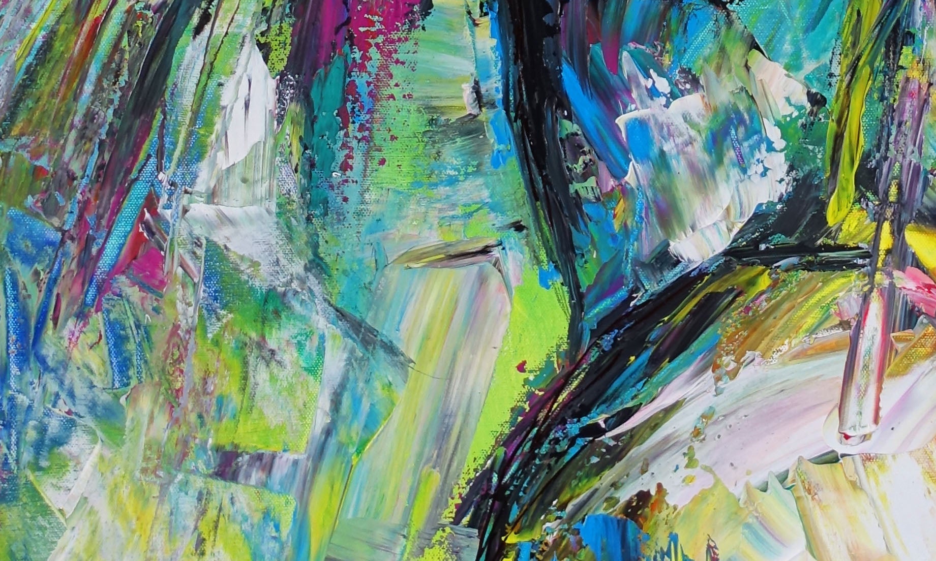 Gesicht mit Hut abstrakt gemalt Acrylbild | Burgstaller