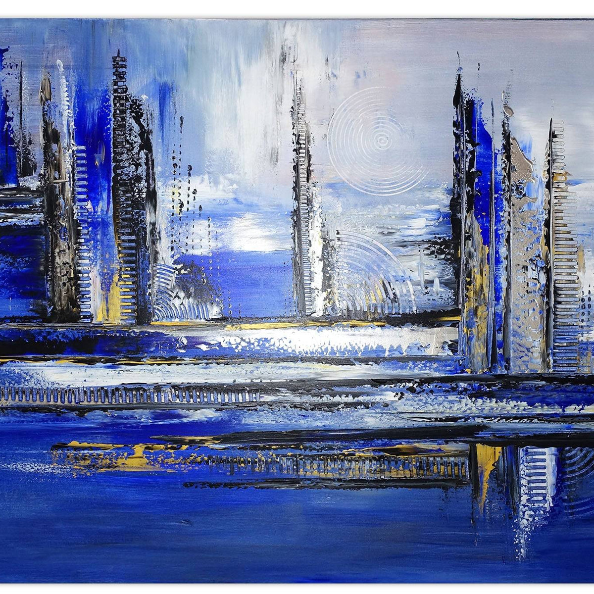 Abstraktes Bild handgemalt blau Moderne Kunst Büro