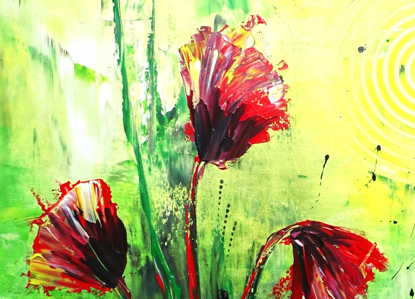 Blumenbilder gemalt - Abstrakte Blumen Gemälde Acrylbilder
